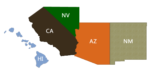 FAAD, Farwest Athletic Association of the Deaf: Regional Boundaries